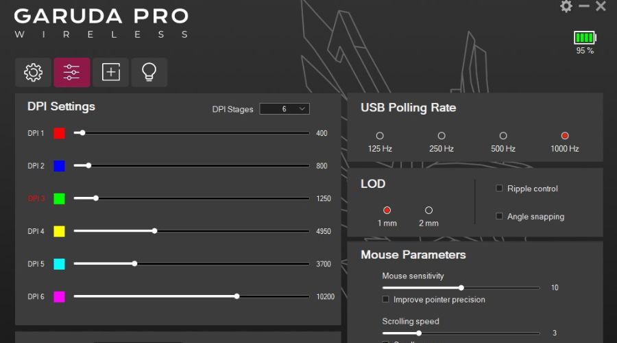 เมาส์เล่นเกม Loga Garuda Pro เมาส์ไร้สาย เปลี่ยนกรอบได้